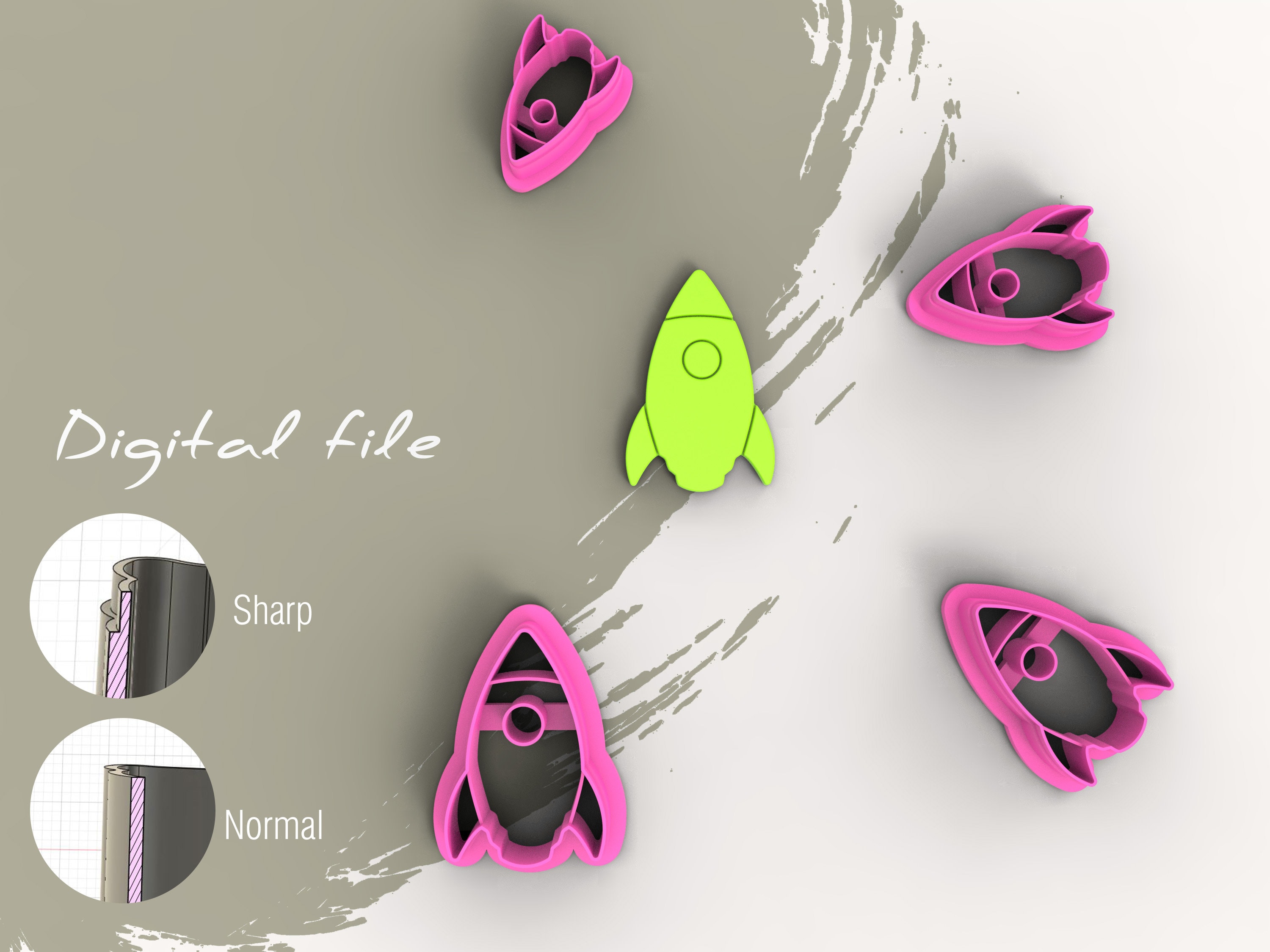 Spaceship Polymer Clay Cutter Digital STL File 4 Sizes 2 - Etsy