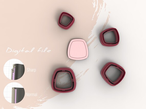 Rounded Polygon With Lines Polymer Clay Cutter Digital STL | Etsy