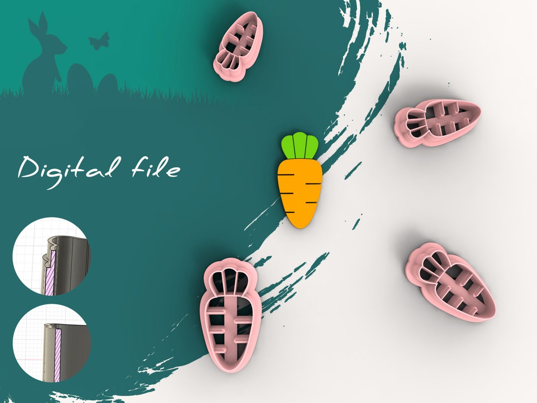 Carrot 2 Easter Polymer Clay Cutters | STL Digital File | 6 Sizes | 2 ...