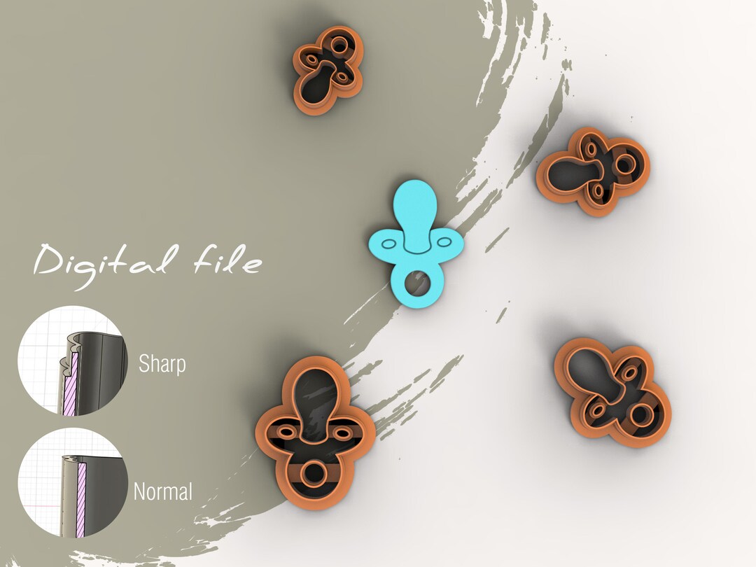 Baby Pacifier Polymer Clay Cutter Digital STL File 4 Sizes 2 Cutter ...
