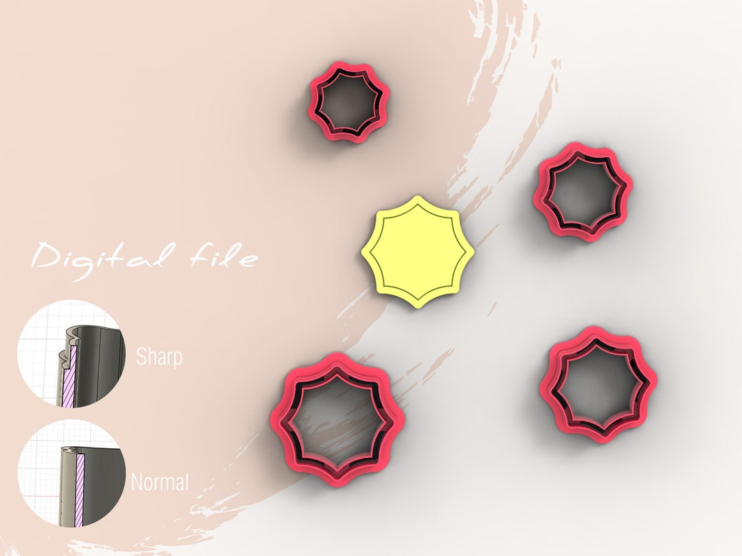 Polygon With Line Polymer Clay Cutters | Digital STL File | 5 Sizes | 2 ...