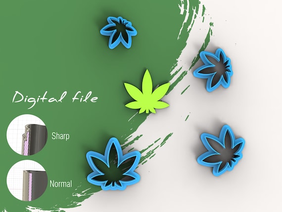 Marijuana Leaf Clay Cutter Digital STL File 5 Sizes 2 - Etsy