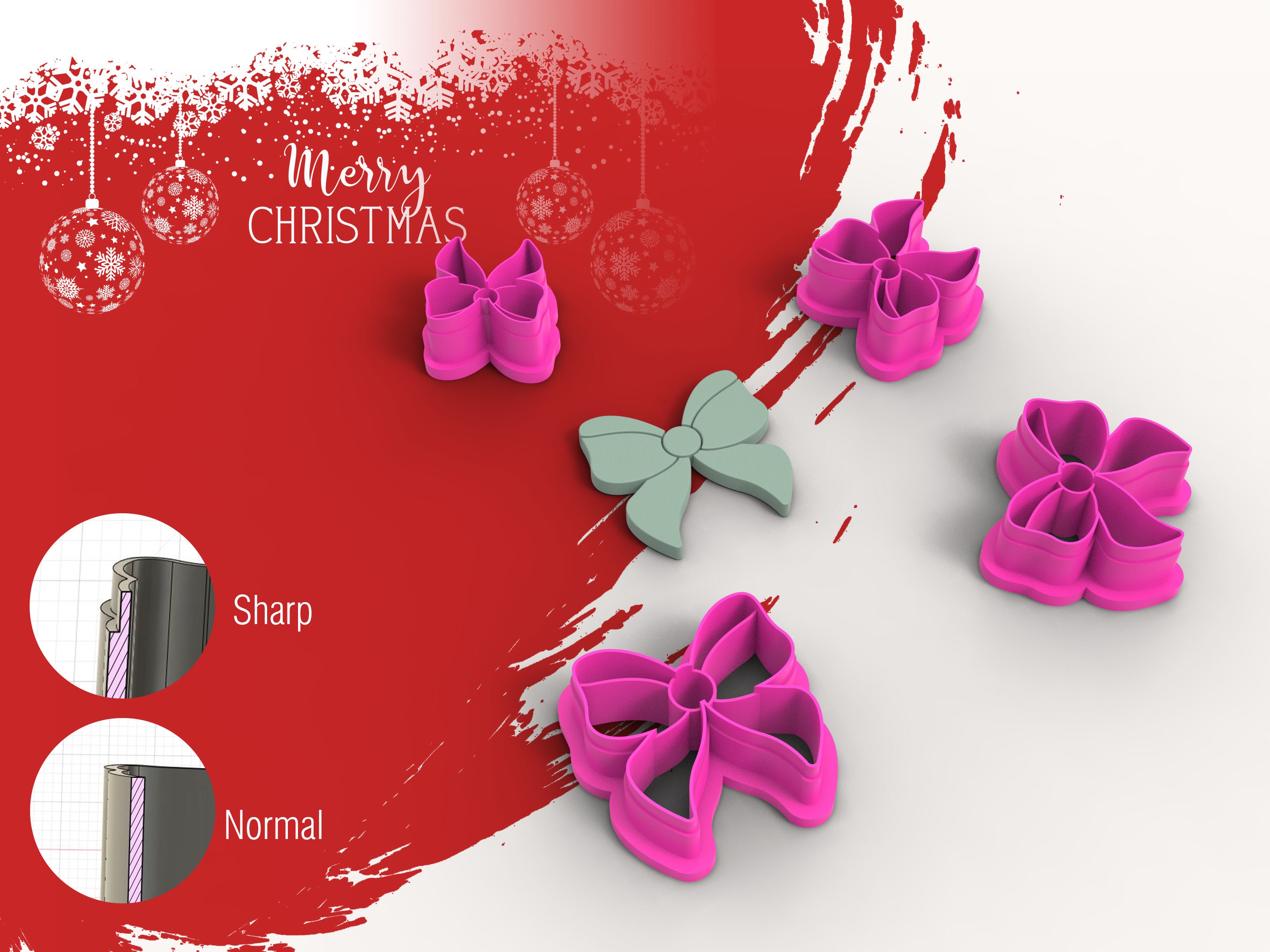 Bow 2 Polymer Clay Cutter Digital STL File 4 Sizes 2 - Etsy