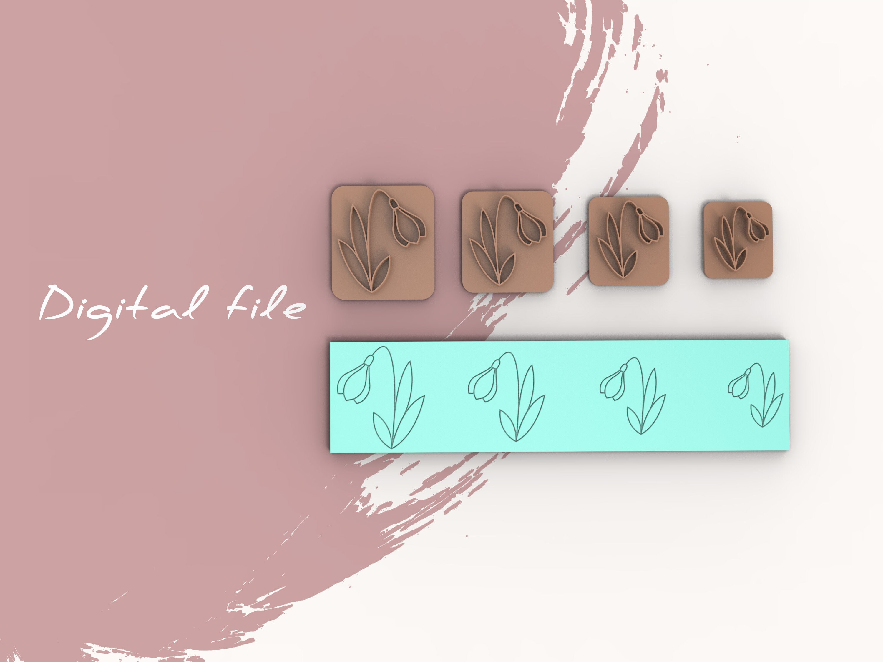 Snowdrop Polymer Clay Stamp Digital STL File 4 Sizes - Etsy