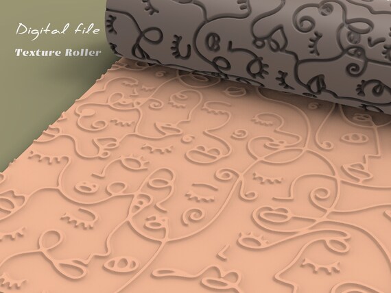 Faces Polymer Clay Seamless Texture Roller Digital STL - Etsy