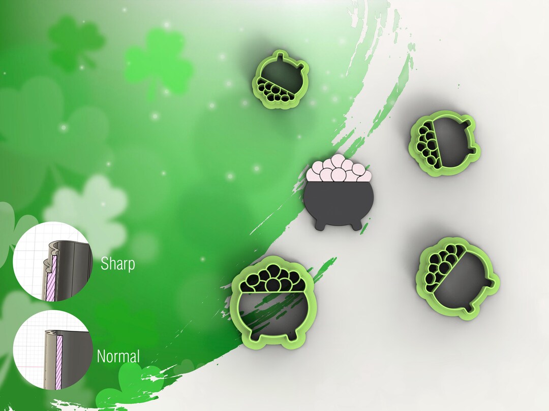 Cauldron 2 St Patricks Day Polymer Clay Cutter | Digital STL File | 4 ...