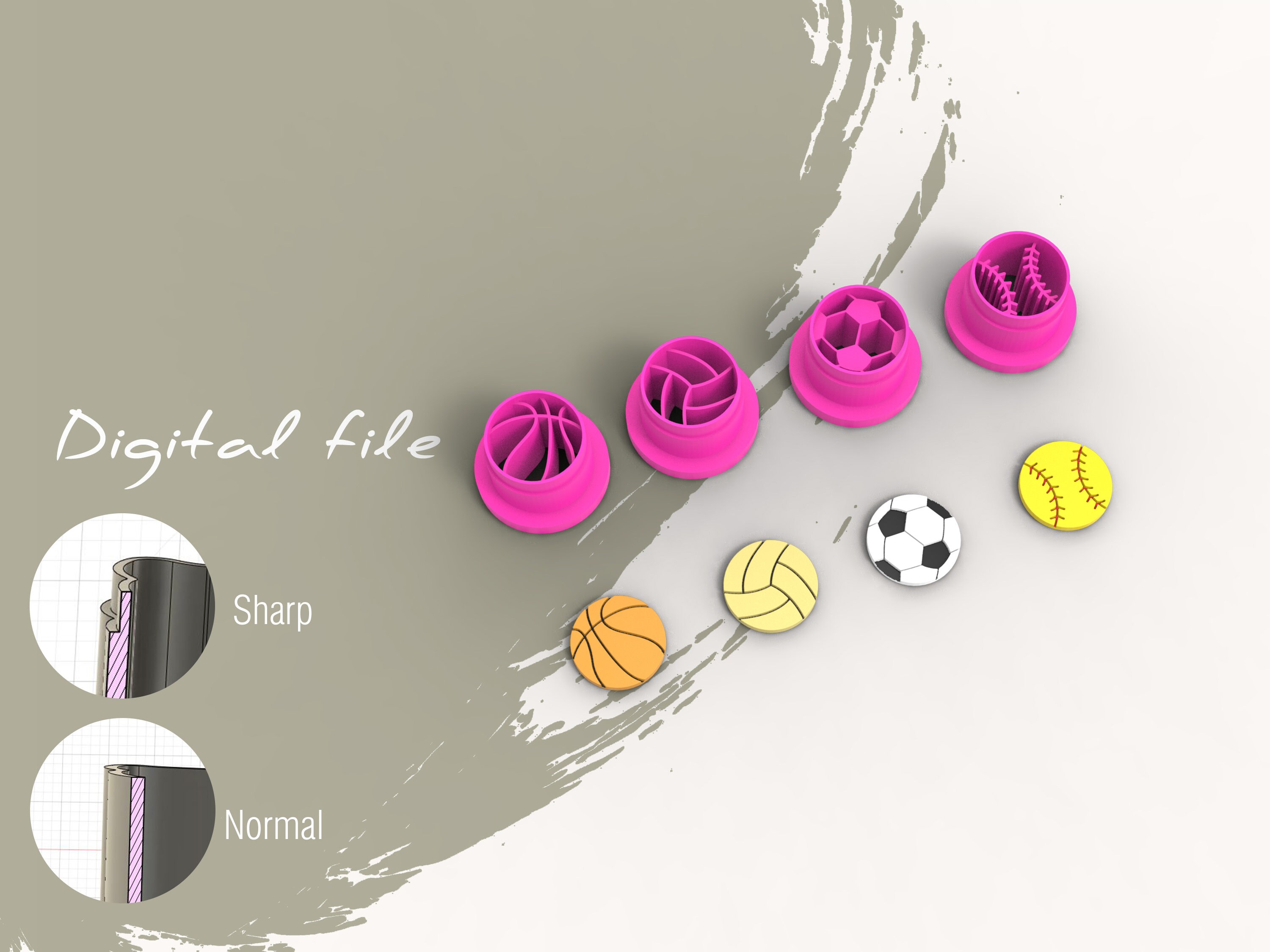Sports Ball Stud Pack Polymer Clay Cutter Digital STL File - Etsy