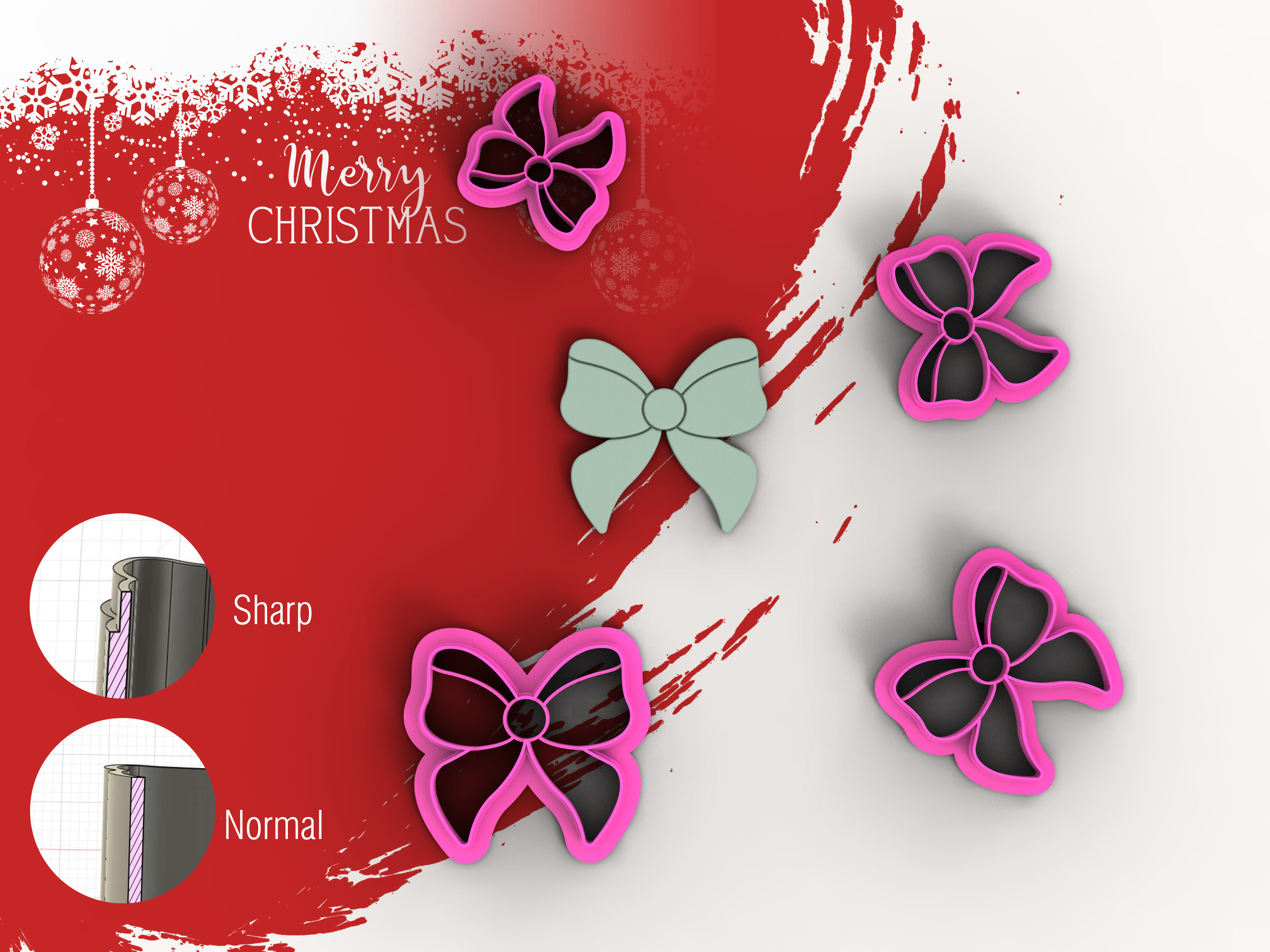 Bow 2 Polymer Clay Cutter Digital STL File 4 Sizes 2 - Etsy