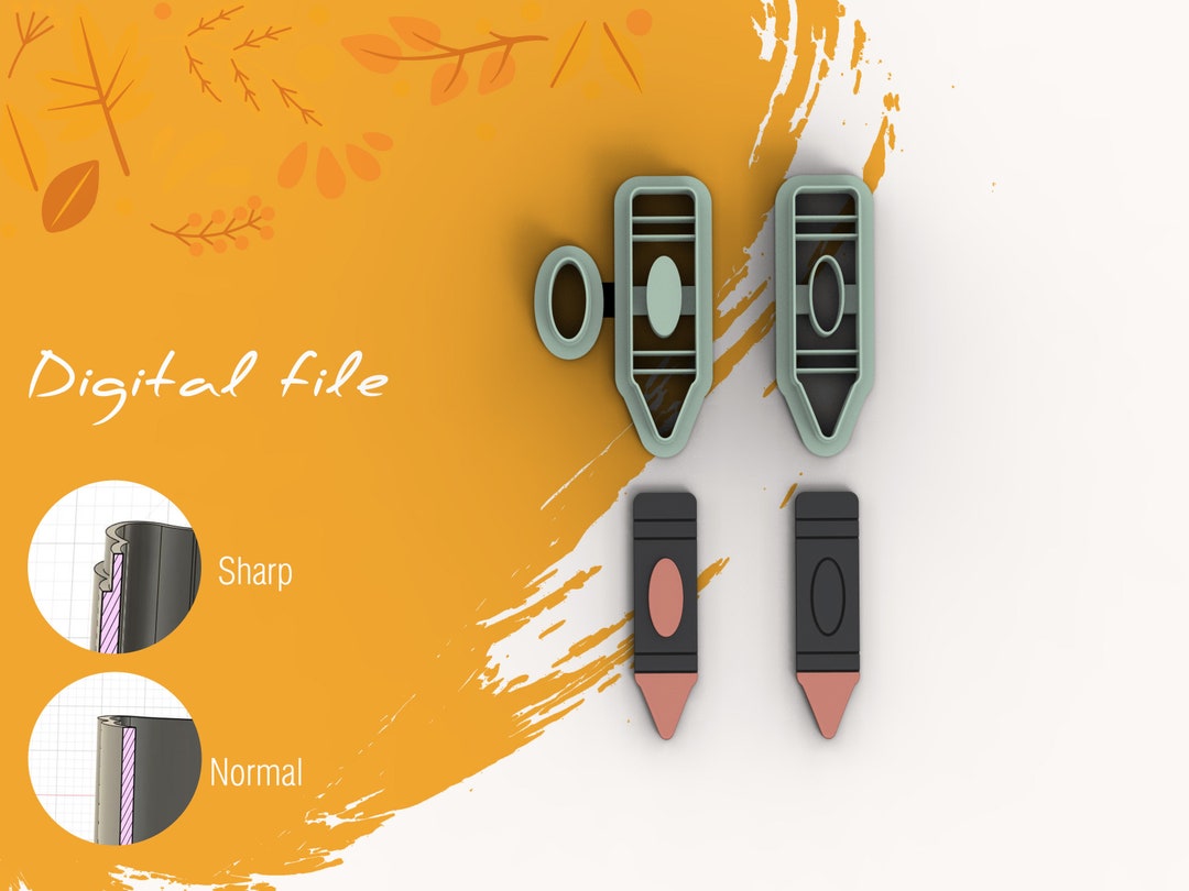 Crayon 2 Polymer Clay Cutters | Digital STL File | | 6 Sizes | 2 Cutter ...