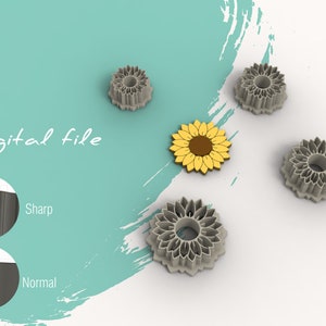 Sunflower 2 Polymer Clay Cutter | Digital STL File | 4 Sizes | 2 Cutter ...