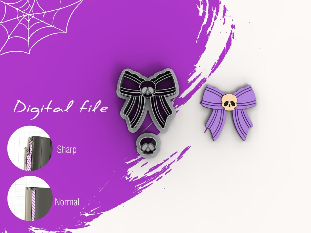 Skull Bow Halloween Polymer Clay Cutter | Digital STL File | 4 Sizes - Etsy