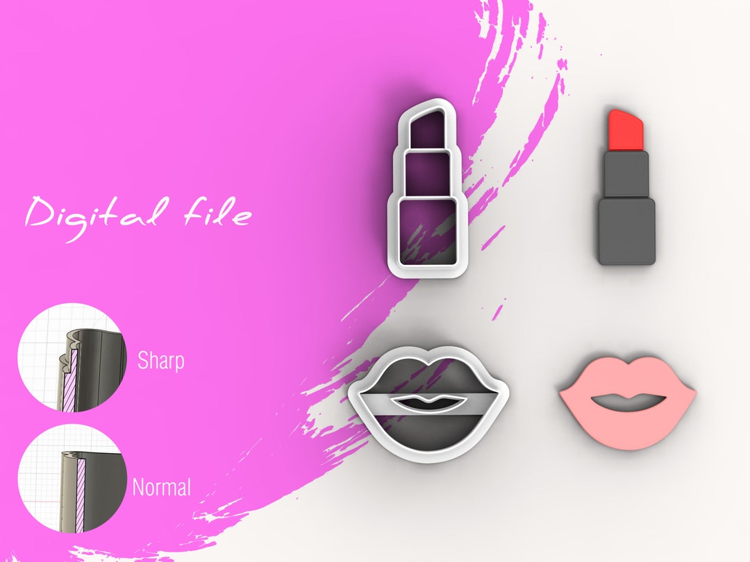 Girl Lipstick - Lips Polymer Clay Cutters | STL Digital File | 5 Sizes ...