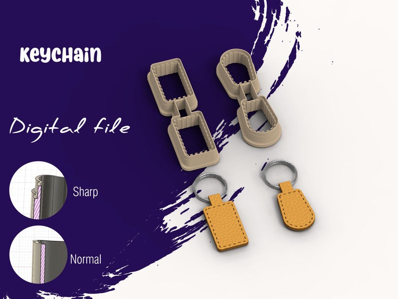 Leather Keychain Shapes 1 Clay Cutter | Digital STL File | | 3 Sizes ...