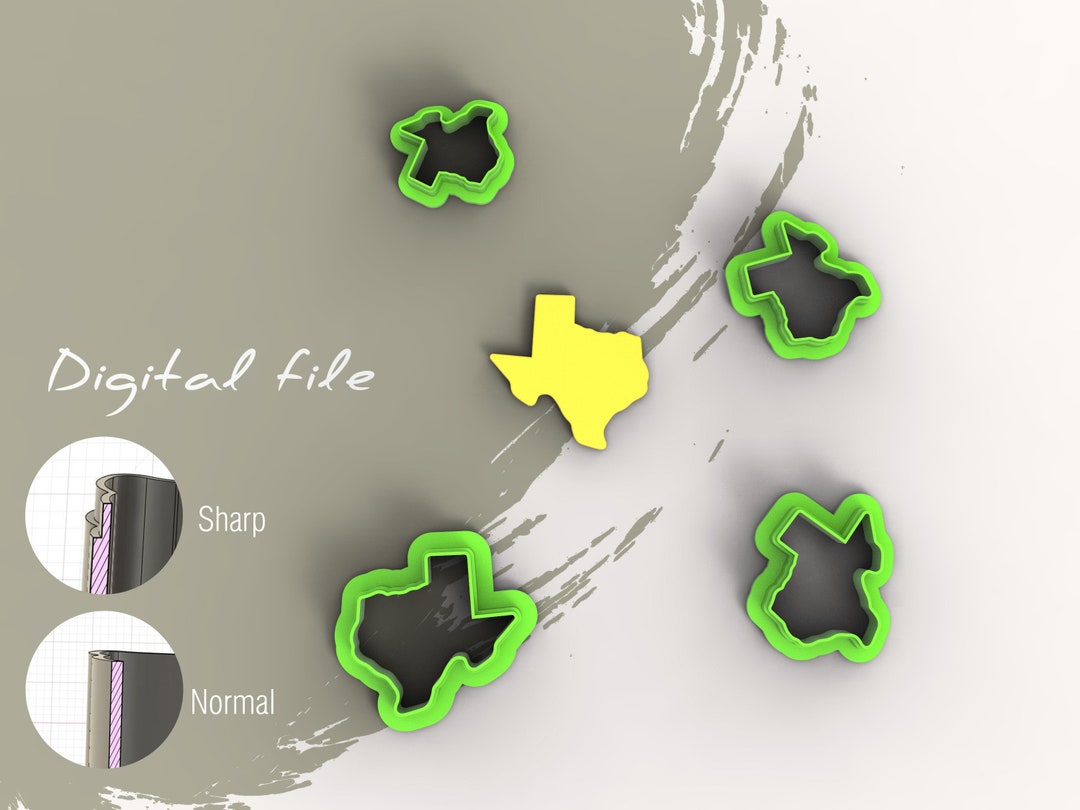 Texas State Polymer Clay Cutter | Digital STL File | 4 Sizes | 2 Cutter ...