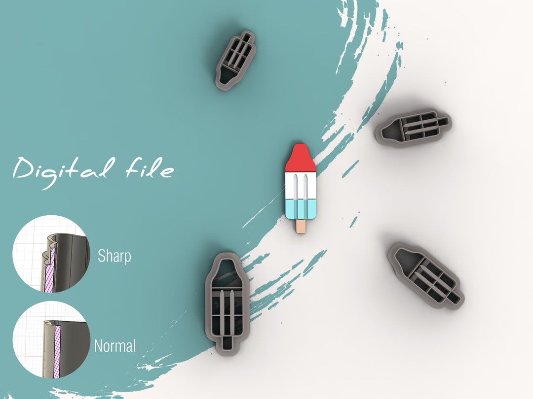 Rocket Popsicle Ice Cream Summer Polymer Clay Cutters | Digital STL ...