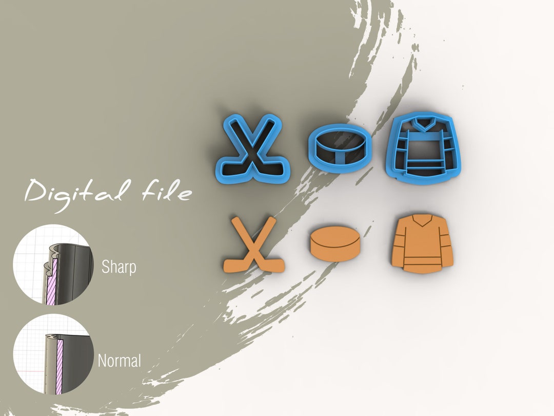 Hockey Set - Jersey - Puck - Sticks Polymer Clay Cutter | STL Digital ...