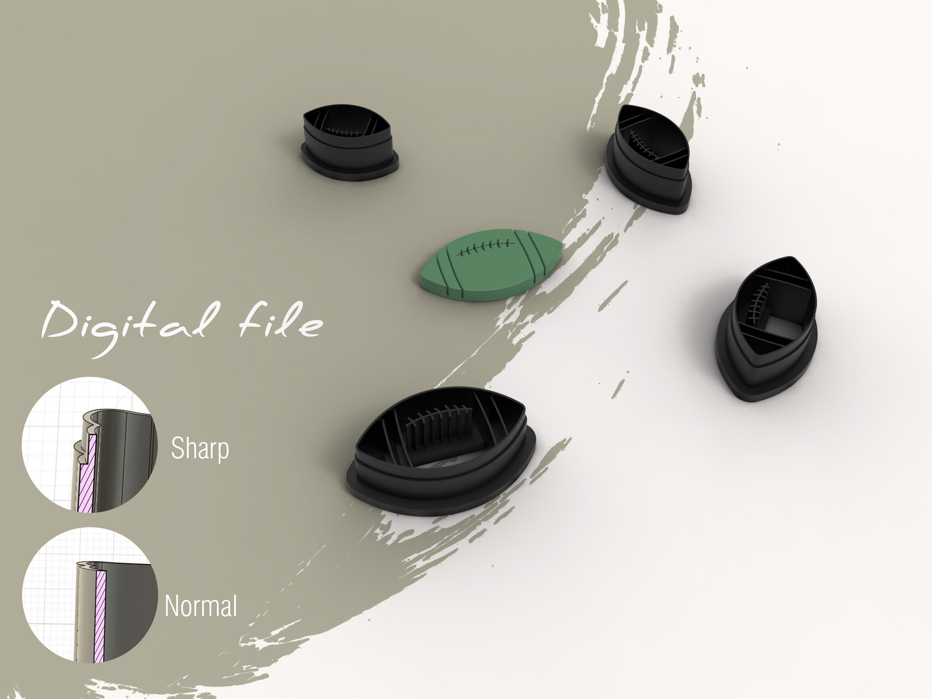 Rugby Ball Polymer Clay Cutter | Digital STL File | 4 Sizes | 2 Cutter ...