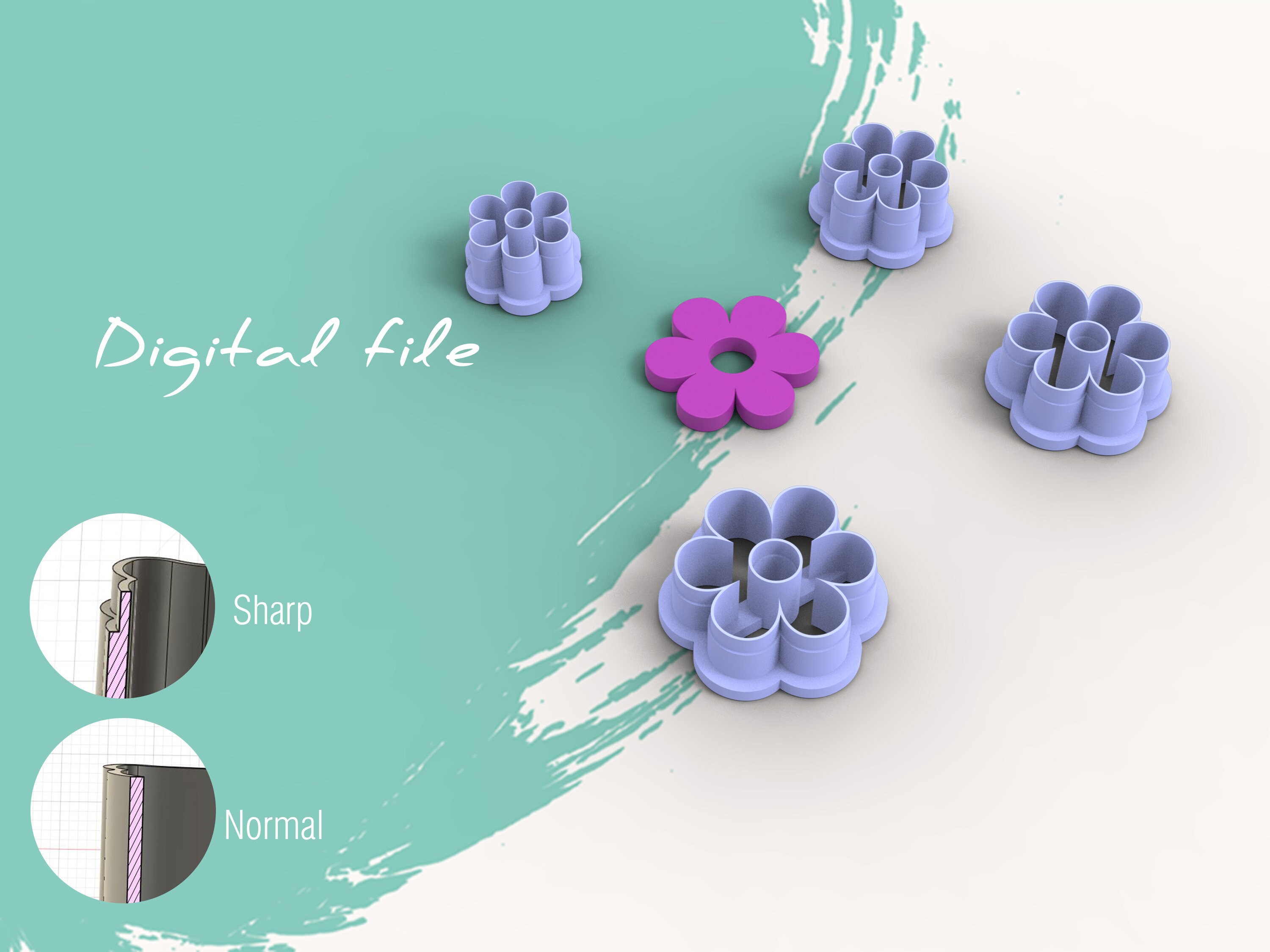Daisy Flower 1 Clay Cutter Digital STL File 5 Sizes 2 - Etsy