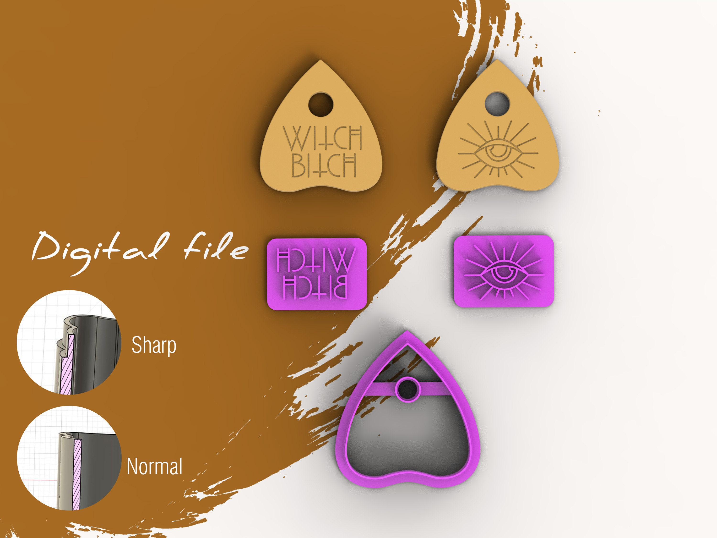Ouija Planchette Polymer Clay Cutter | STL Digital File | 4 Sizes | 2 ...