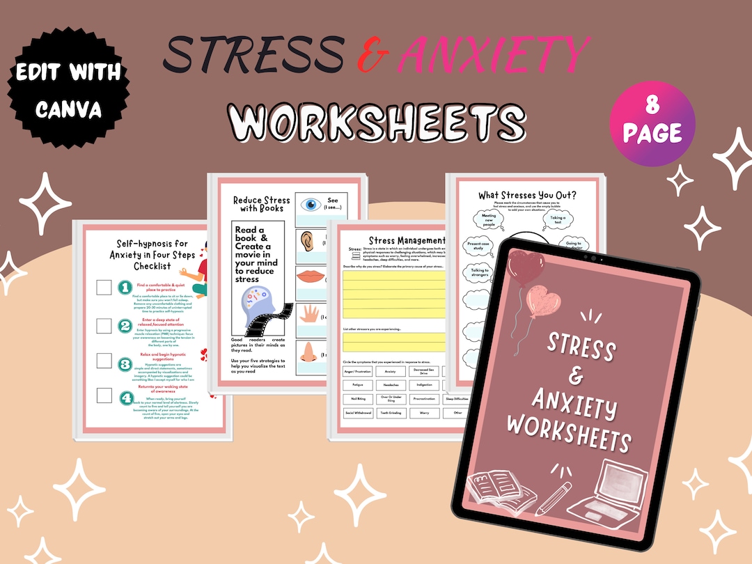 Stress and Anxiety Worksheet for Life Coach, Anxiety Coach, Meditation ...