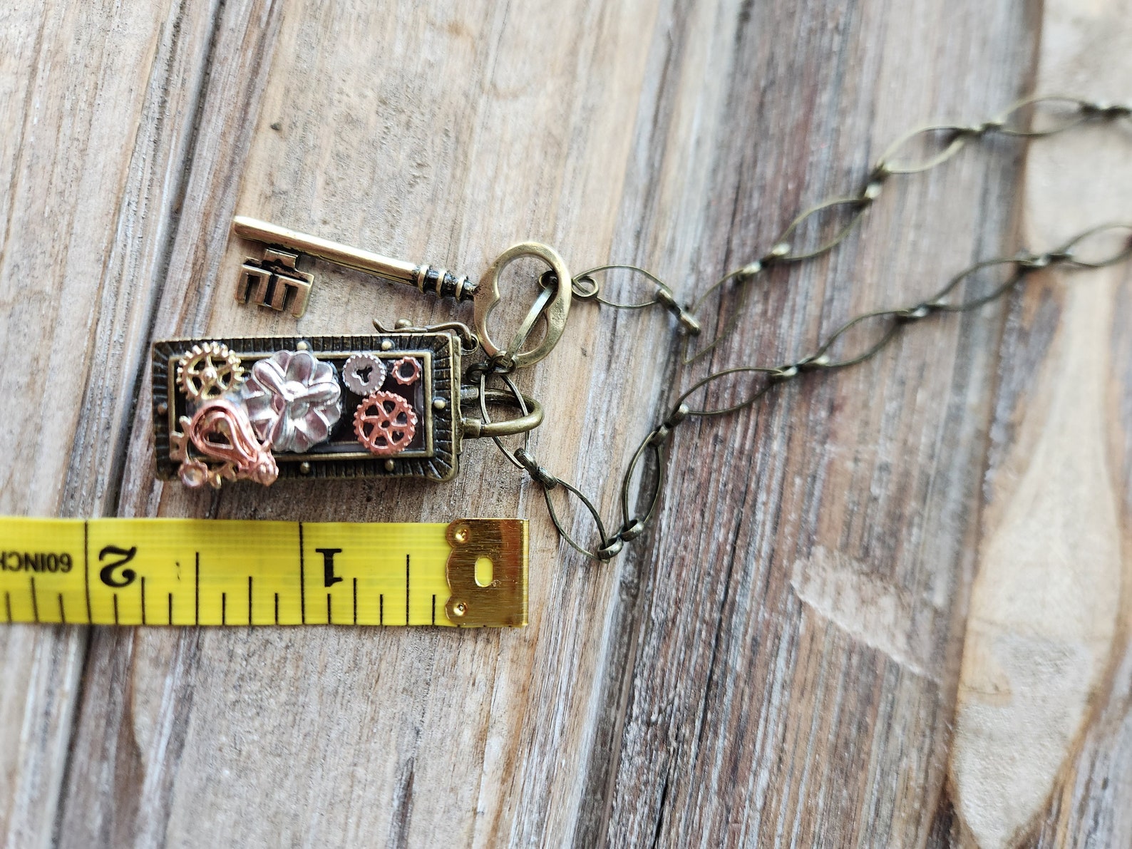 Steampunk Locket Necklace With Key on 30 Matching Chain Working Locket ...