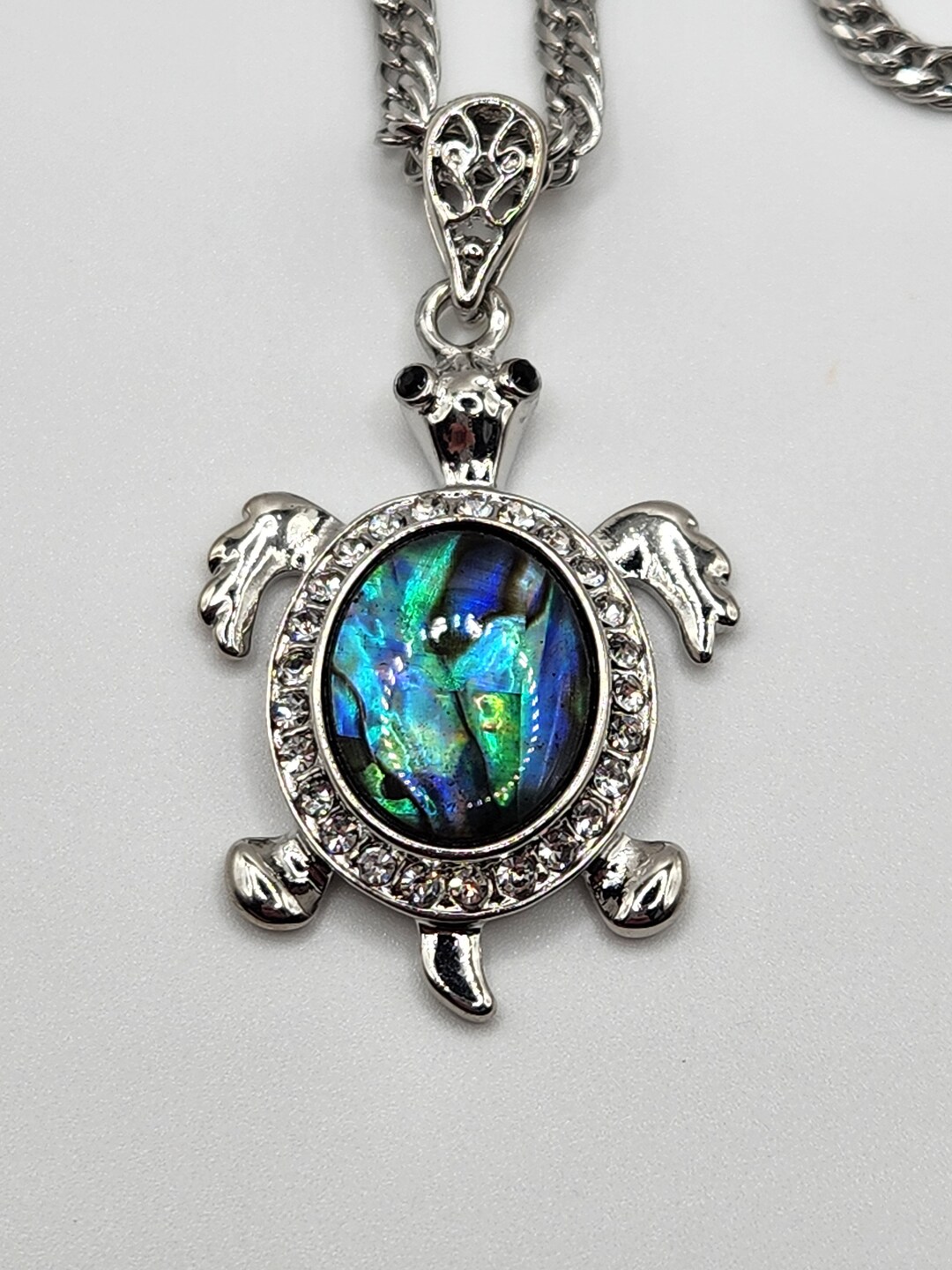 Sea Turtle Metal and Seashell Pendant Necklace - 18” Stainless Steel ...