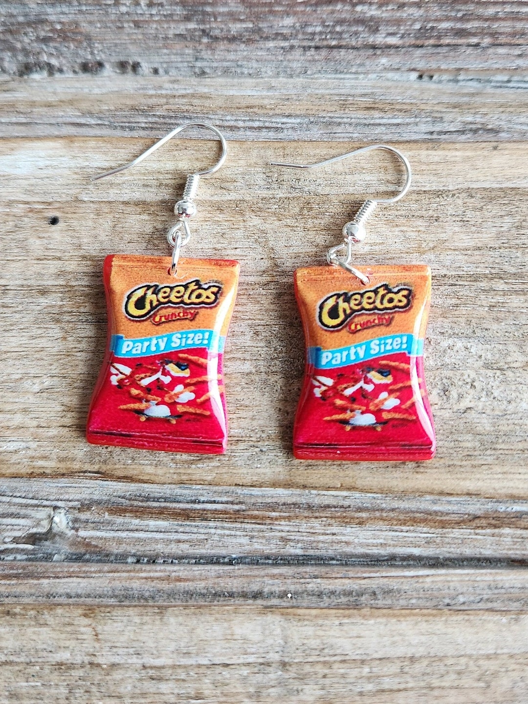Mini Bag of Cheetos Earrings , Resin Food Jewelry , Party Size Cheeto ...