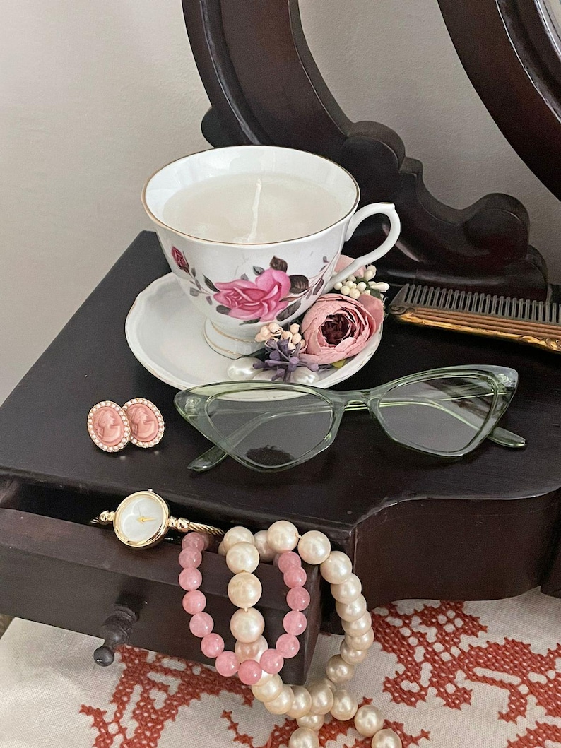 Handcrafted Rose Teacup Candle - Etsy