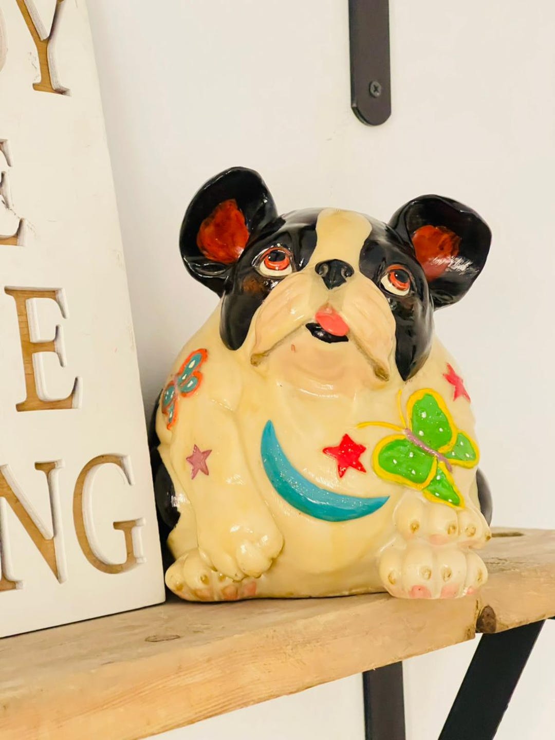 Hand-painted Ceramic Bulldog Piggy Bank With Colorful Designs - Etsy