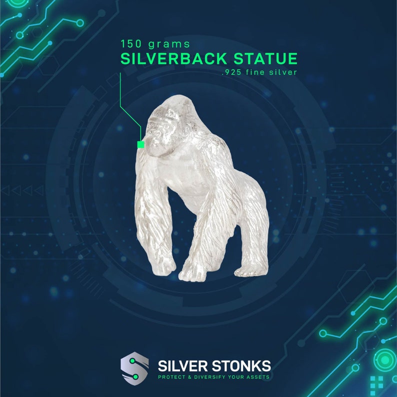 Silverback Statue Silver Gorilla Figurine .925 - Etsy