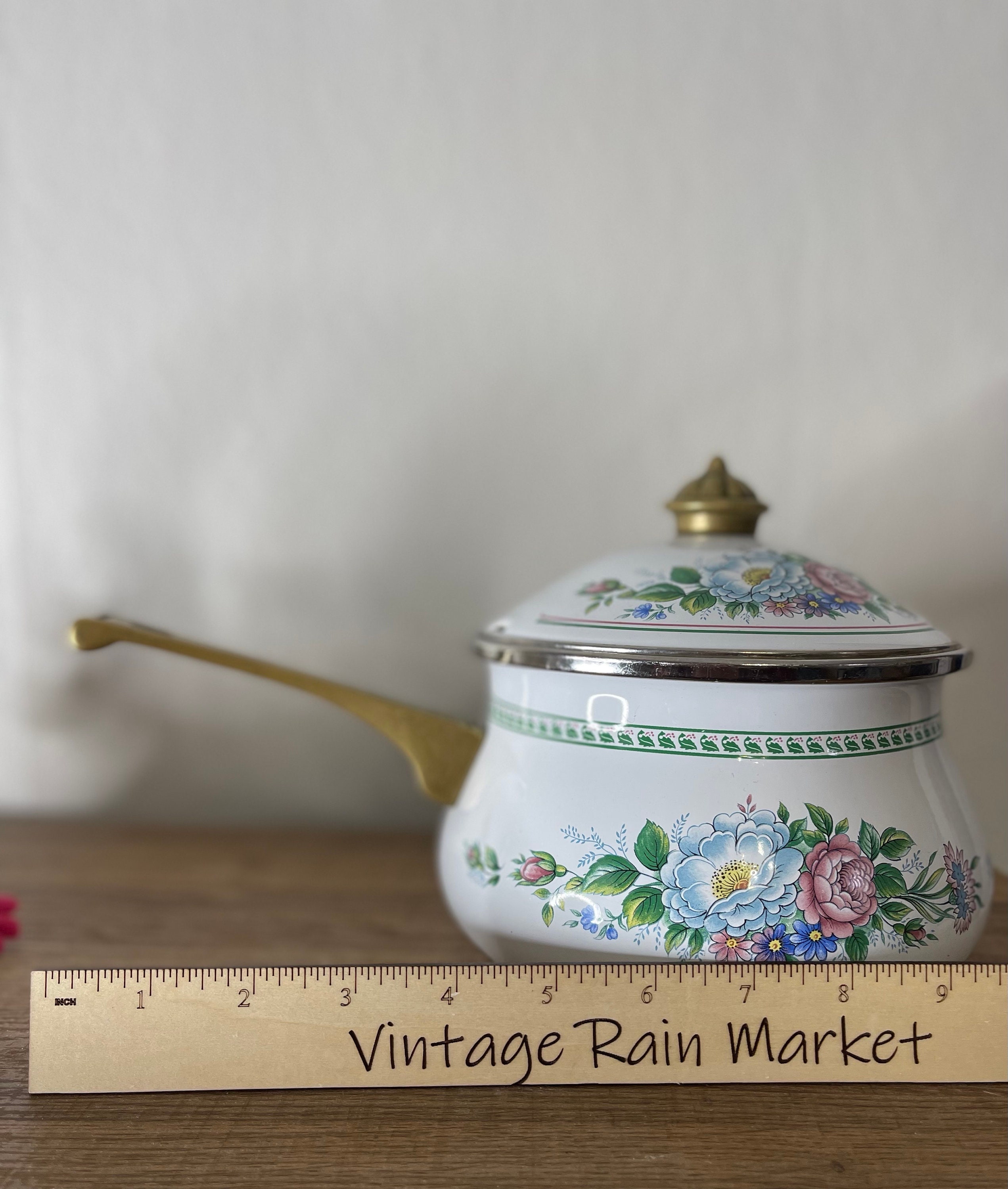 Vintage Floral Cookware Retro White Floral Oven Pot With Lid - Etsy