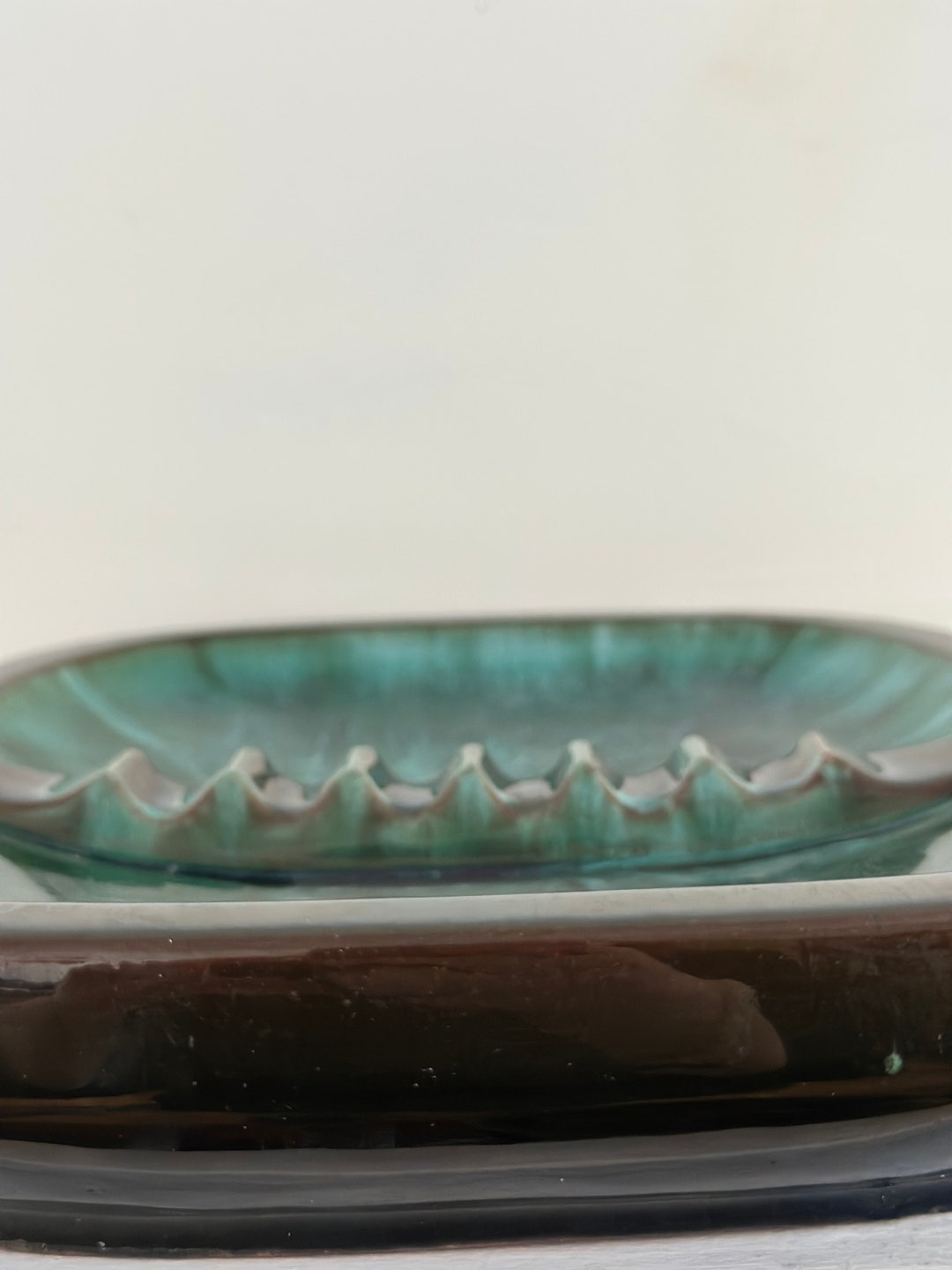 Extra Large Blue Mountain Pottery Ashtray, 70s Aesthetic Smoking Tray ...