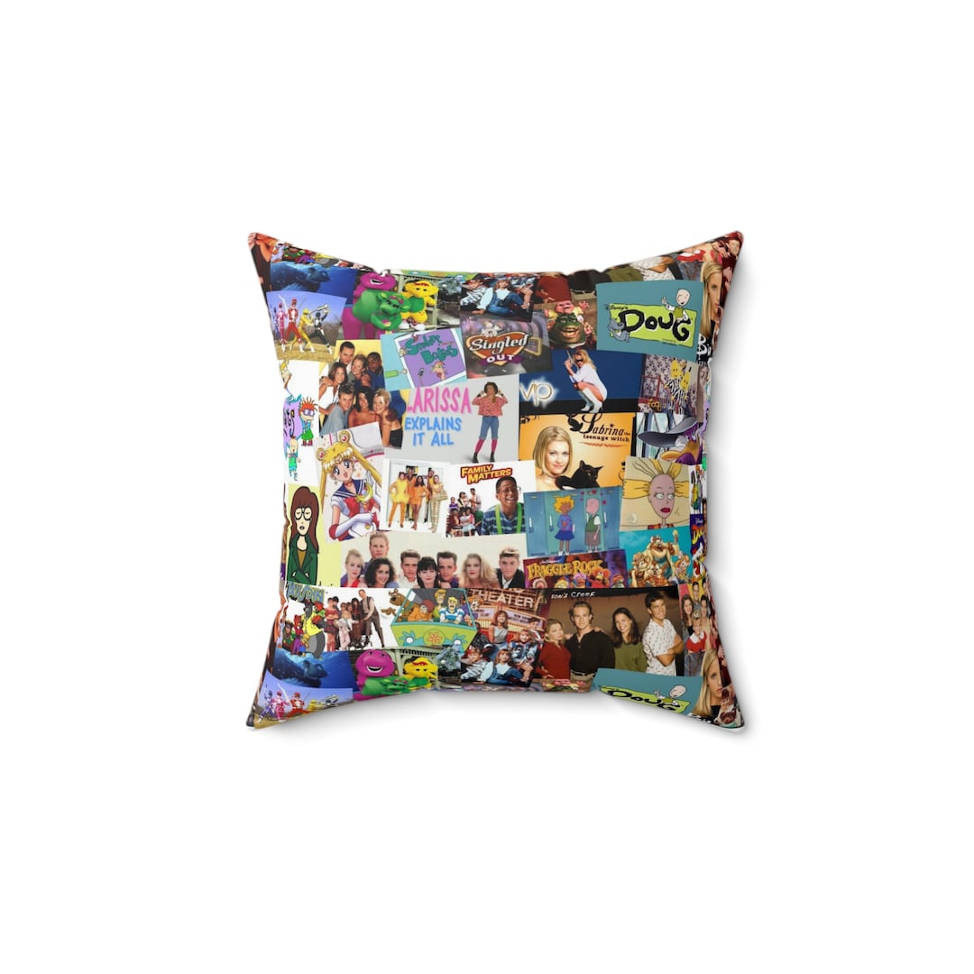 Retro 90's Collage Pillow, 90s Kid Room Decor, Rugrats, Daria, Doug ...