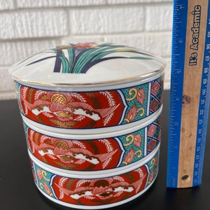 Vintage Japanese 3 Tier Porcelain Bento Box, Retro Okura Cermaiuc ...