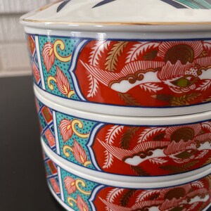 Vintage Japanese 3 Tier Porcelain Bento Box, Retro Okura Cermaiuc ...