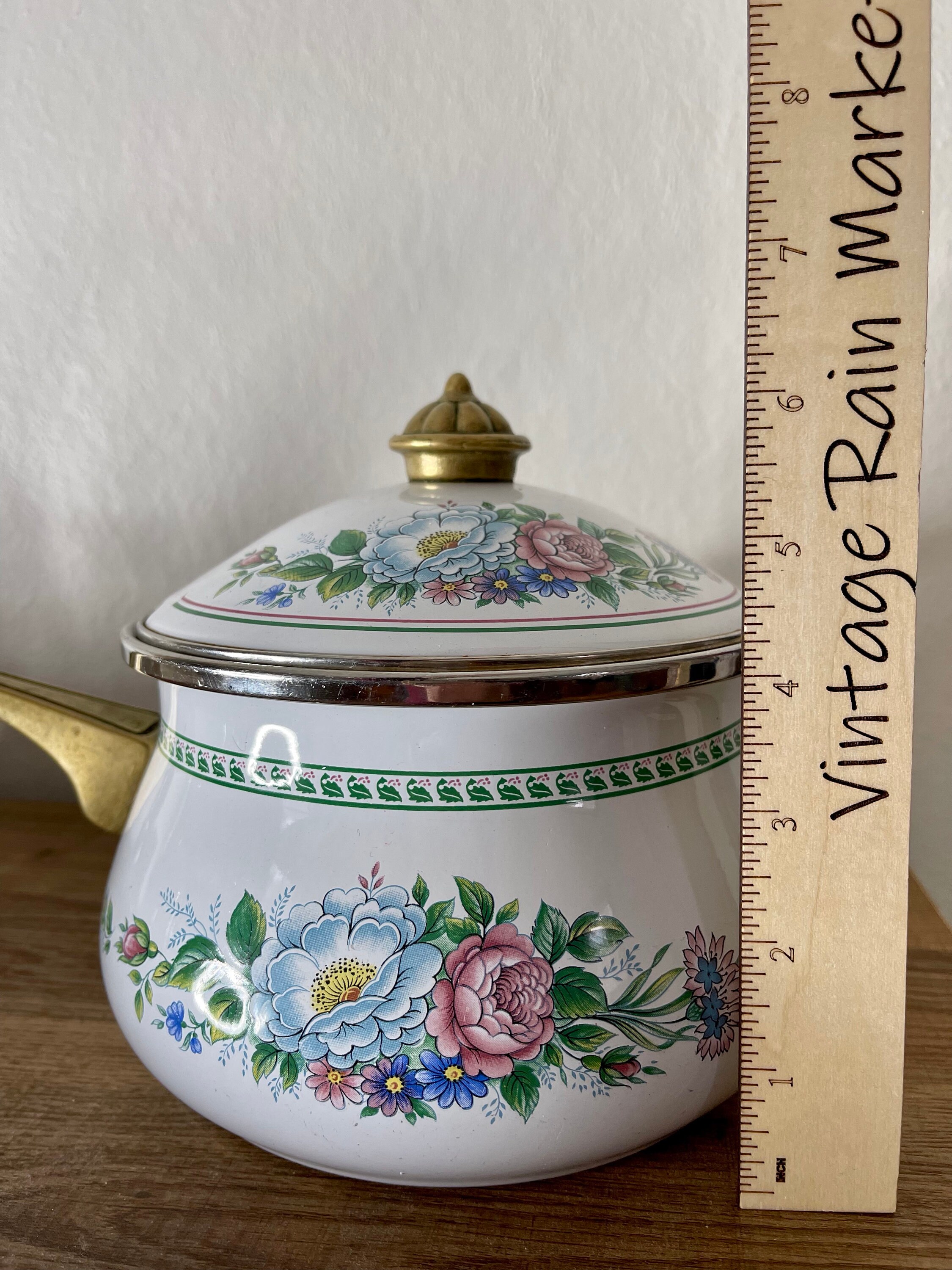 Vintage Floral Cookware Retro White Floral Oven Pot With Lid - Etsy