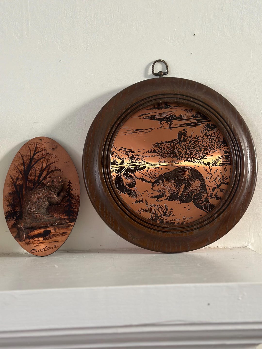 Vintage Canadian Beaver Copper Wall Art Set, Handcrafted Beaver Decor ...