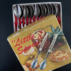 Vintage Little Spoon Set, Stainless Steel Hors D'oeuvre Spoons, Retro ...
