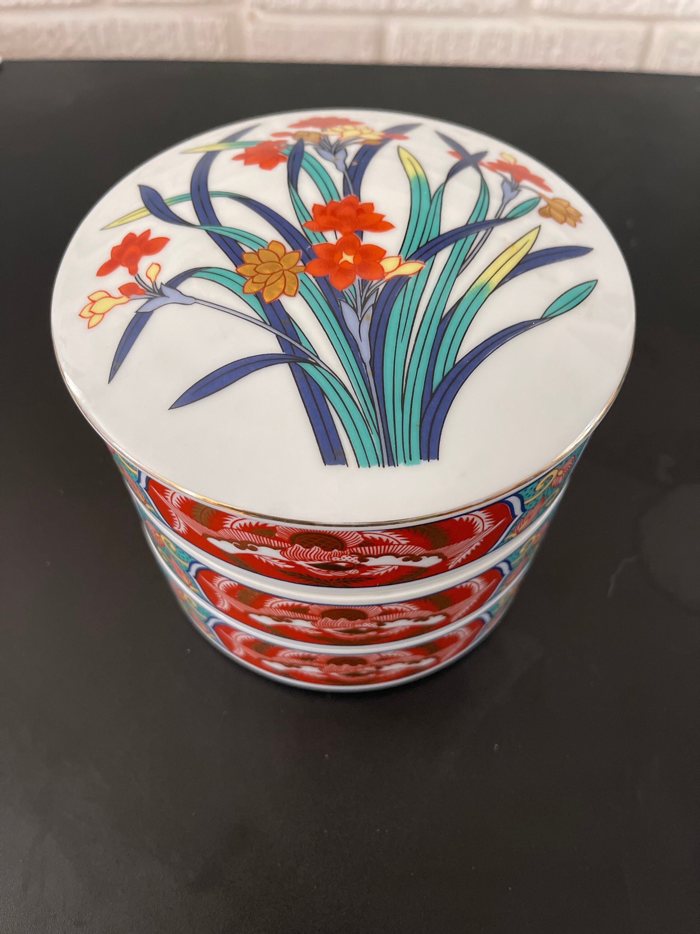 Vintage Japanese 3 Tier Porcelain Bento Box Retro Okura - Etsy