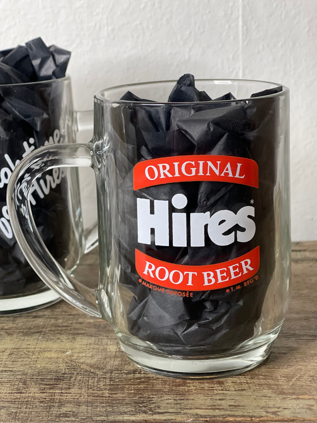 Vintage Set 2 Hires Root Beer Glass Mugs With Handle Its High Time For Hires Retro Glass Mugs