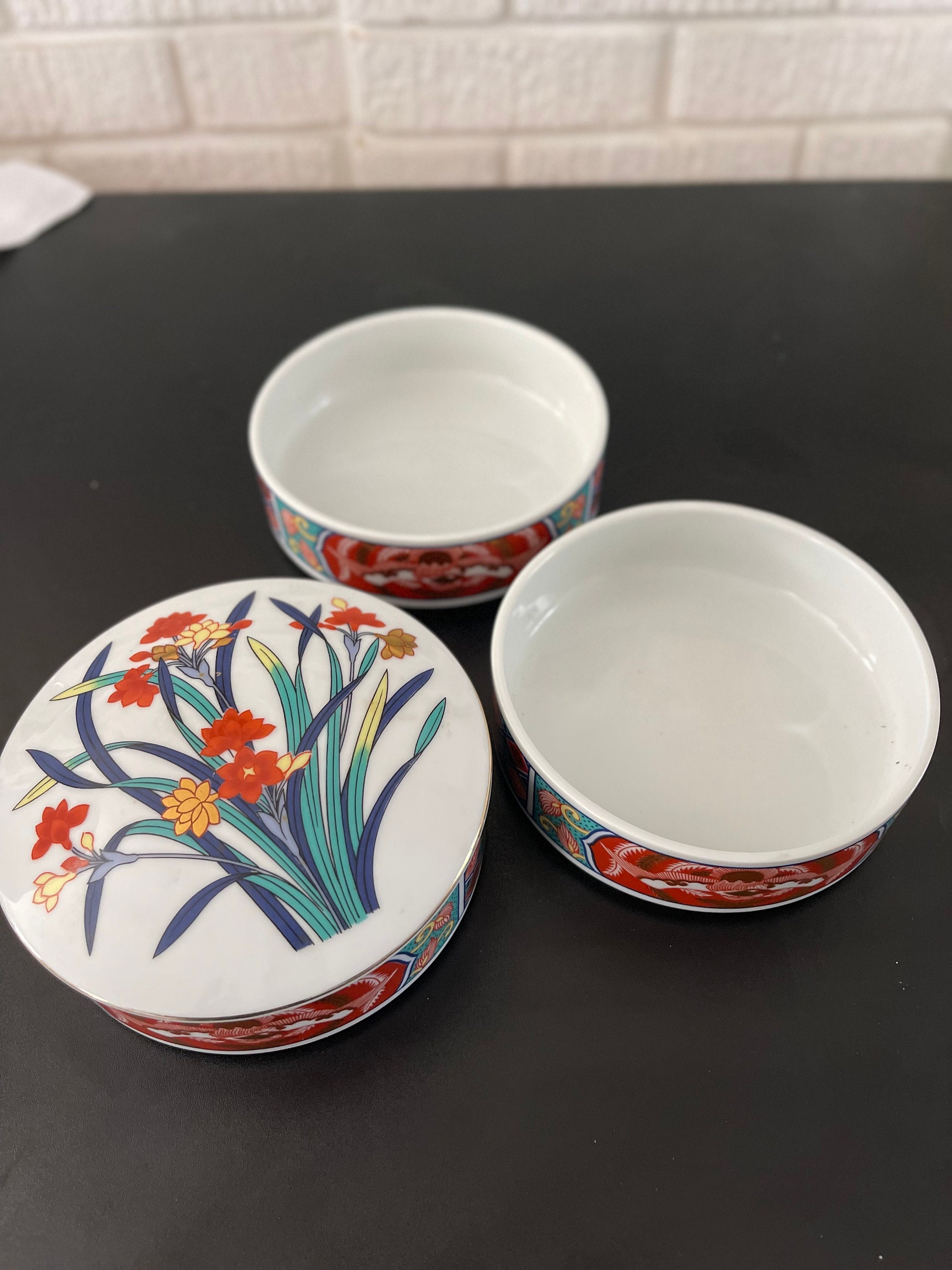 Vintage Japanese 3 Tier Porcelain Bento Box Retro Okura - Etsy