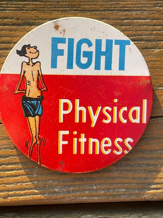 Vintage 1960's Large Pin, Fight Physical Fitness Pin,… - Gem
