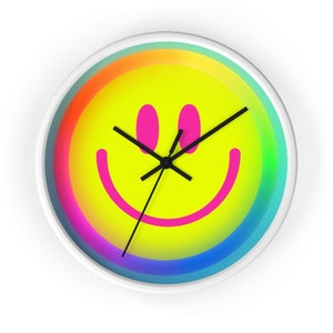 Smiley Face Wall Clock, Happy Face Clock, Retro Y2k Wall Clock, Yellow ...