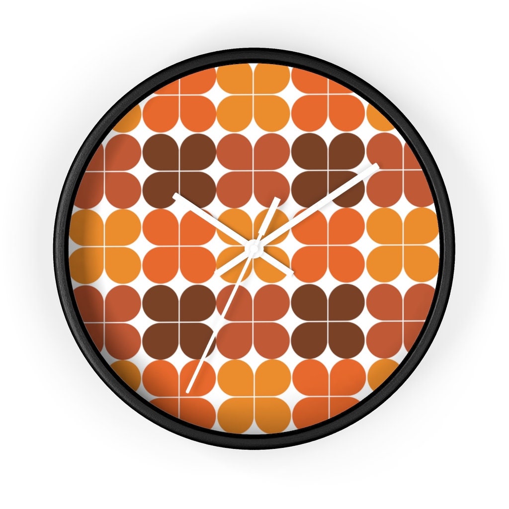 Retro Wall Clock Mid Century Modern Clock Orange Kitchen - Etsy