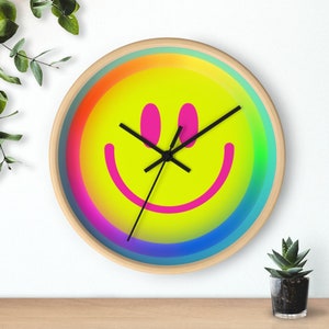 Smiley Face Wall Clock, Happy Face Clock, Retro Y2k Wall Clock, Yellow ...