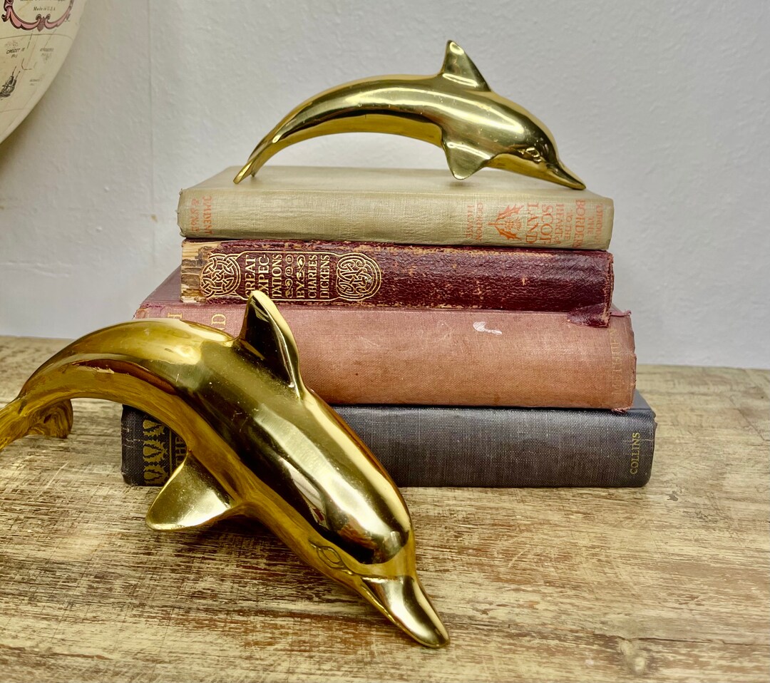 Brass Set of Dolphins / Pair of Brass Dolphin Figurines / - Etsy