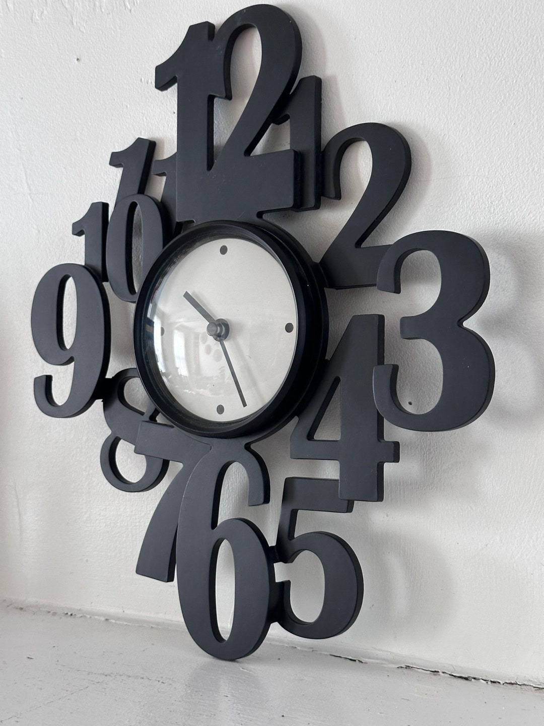 Vintage 80s/90s Retro Black Clock, Unique Maximalist Decor Piece, Funky ...