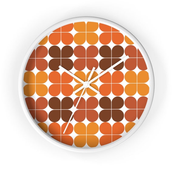 Retro Wall Clock Mid Century Modern Clock Orange Kitchen - Etsy