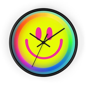 Smiley Face Wall Clock, Happy Face Clock, Retro Y2k Wall Clock, Yellow ...