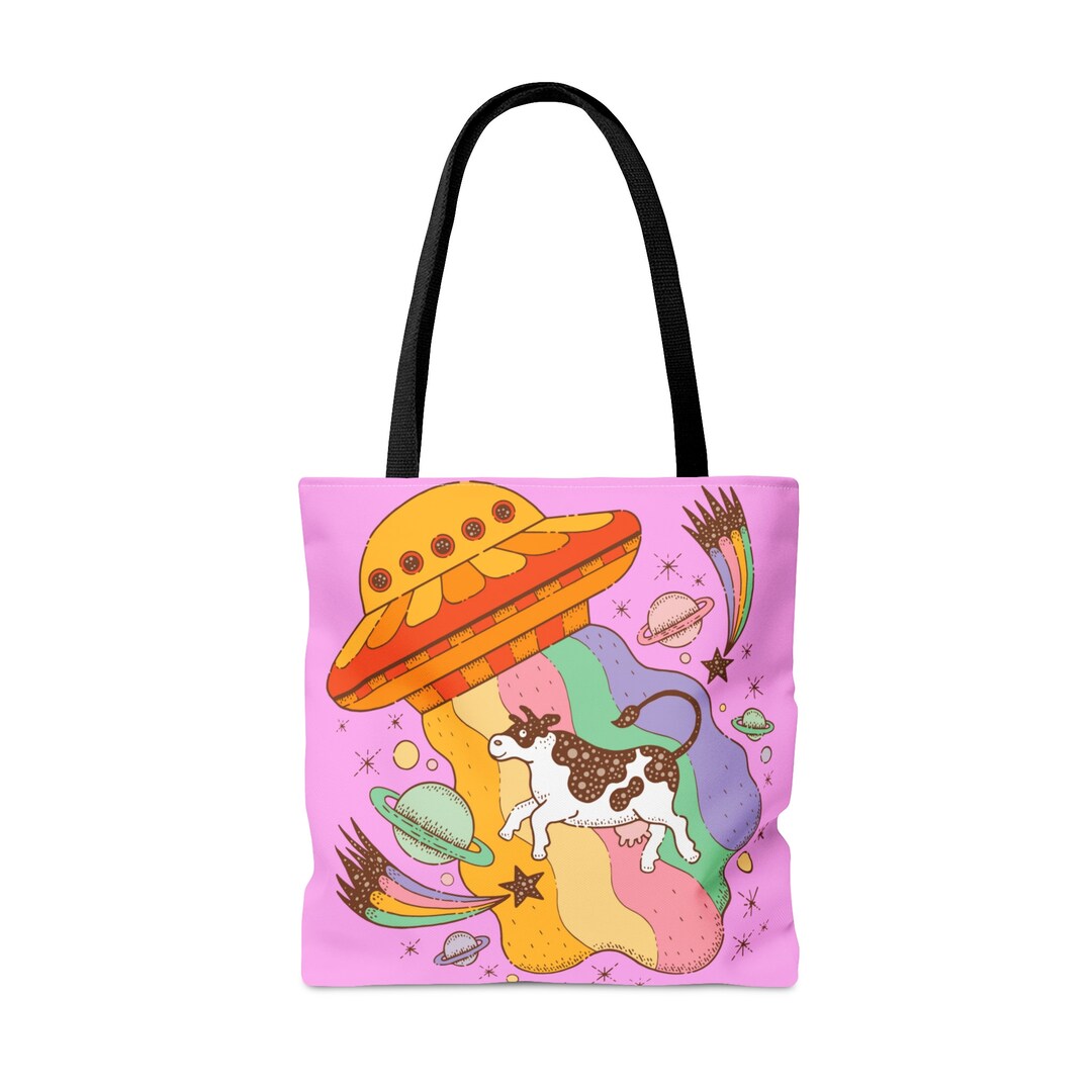 UFO Alien Abduction Tote Bag, Aliens and Cows , Extra Terrestrial Gift ...